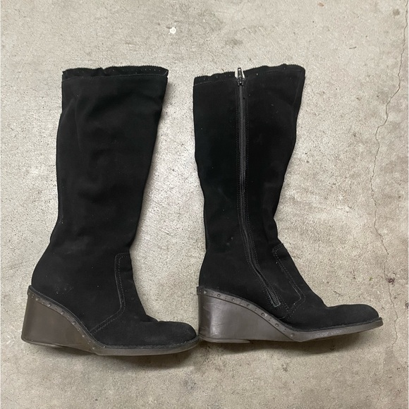Skechers | Shoes | Soho Lab Sketchers Black Knee High Wedge Boots Size ...